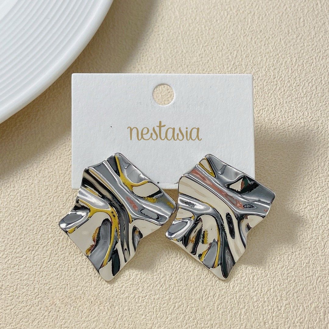 Jewellery Online - Premium Chisel Stud Earrings Silver | Nestasia