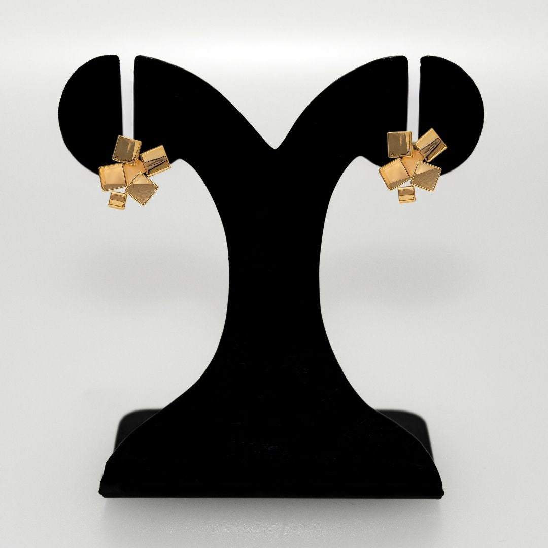 Jewellery Online - Premium Clustered Prism Studs Gold | Nestasia