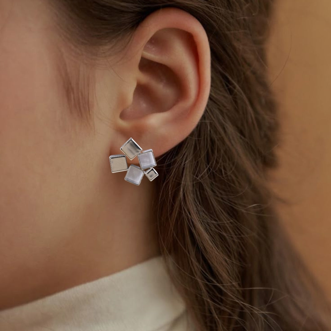 Jewellery Online - Premium Clustered Prism Studs Silver | Nestasia