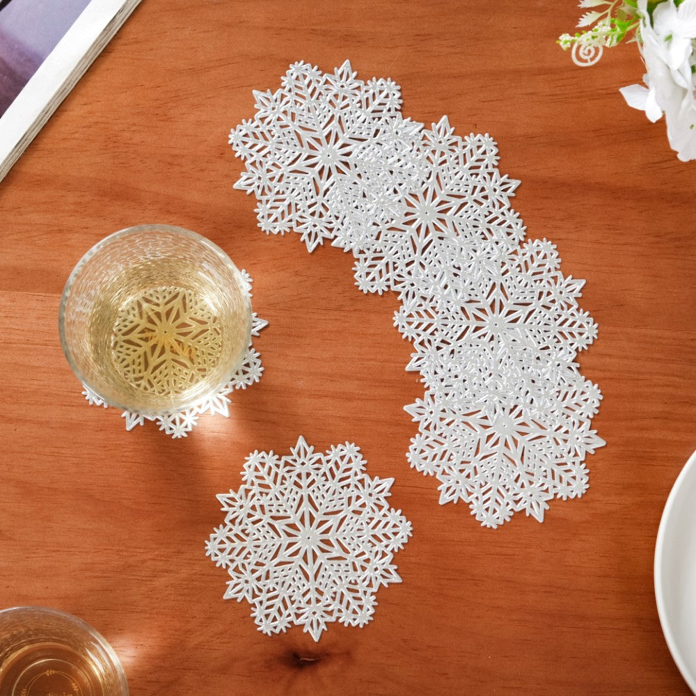Silver Snowflake Coaster Set Of 6 Online - Premium Coaster | Nestasia