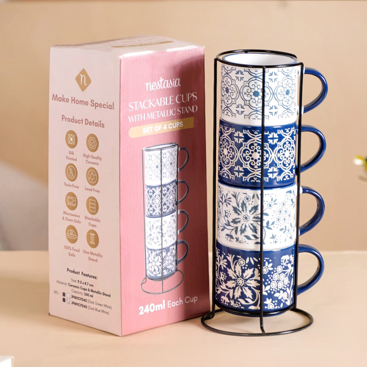 Ceramic Cups - Buy Stackable Coffee Mug Set Online In India | Nestasia