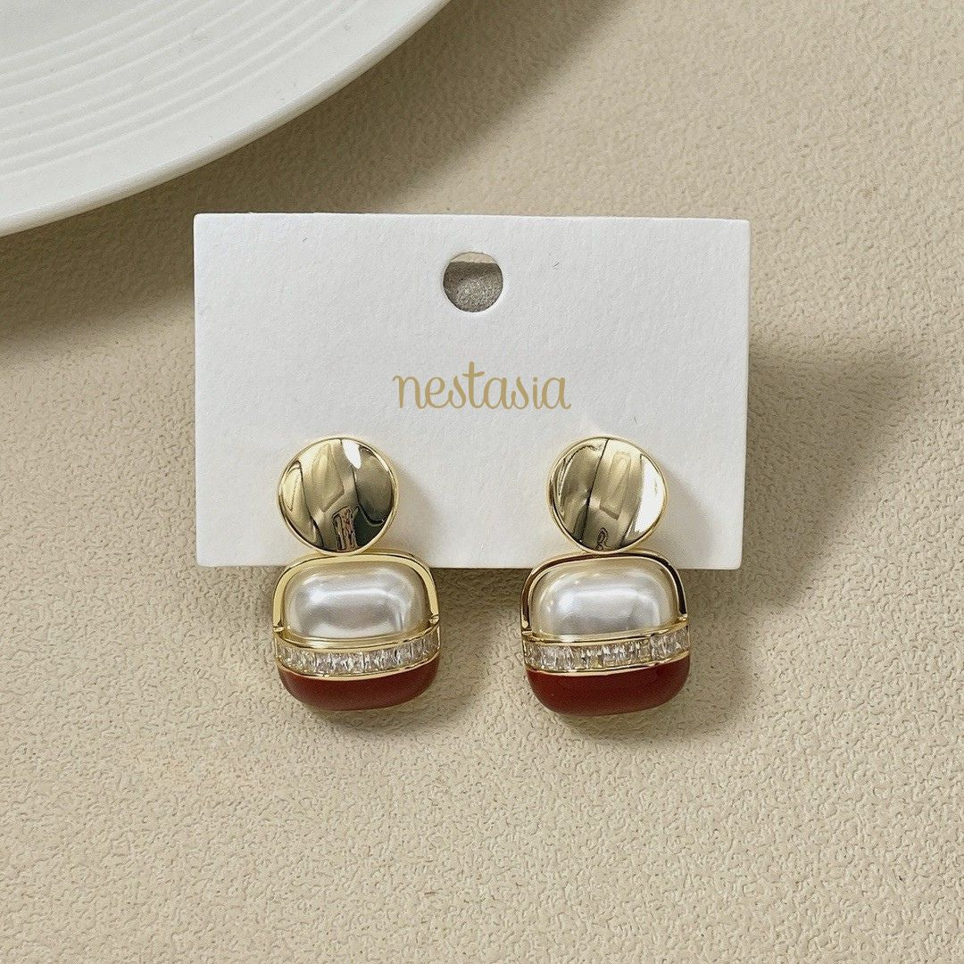 Jewellery Online - Premium Crimson Glow Drop Earrings | Nestasia