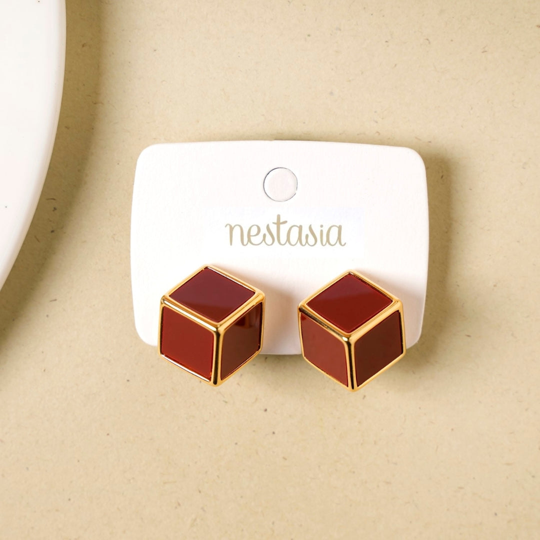 Jewellery Online - Premium Cube Huggies Red | Nestasia