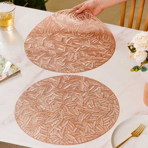 Flower Table Mat Rose Gold Set Of 6 15 Inch | Nestasia