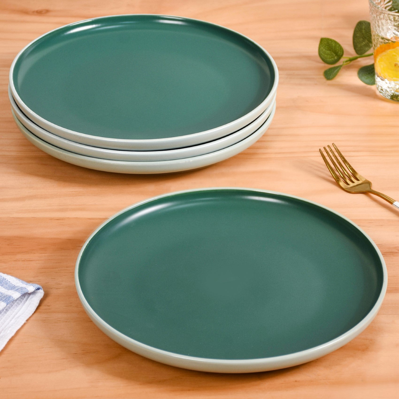 Zoella Green Ceramic Dinner Plates Set Of 4 10 Inch Online - Premium ...