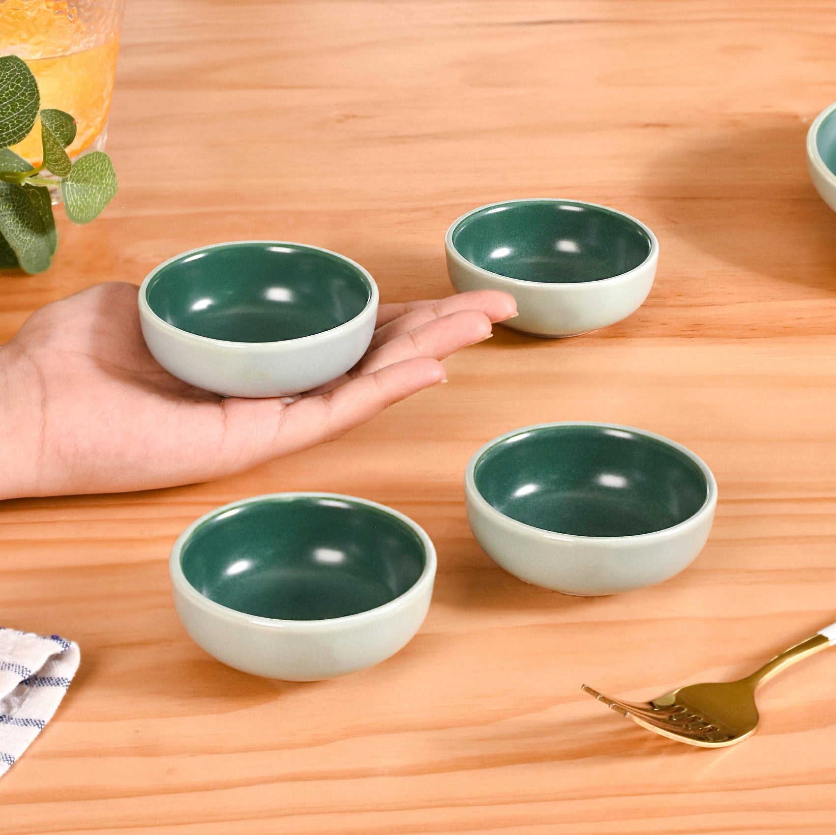 Set Of 4 Green Zoella Dip Dishes 100ml Online - Premium Dip Bowl | Nestasia