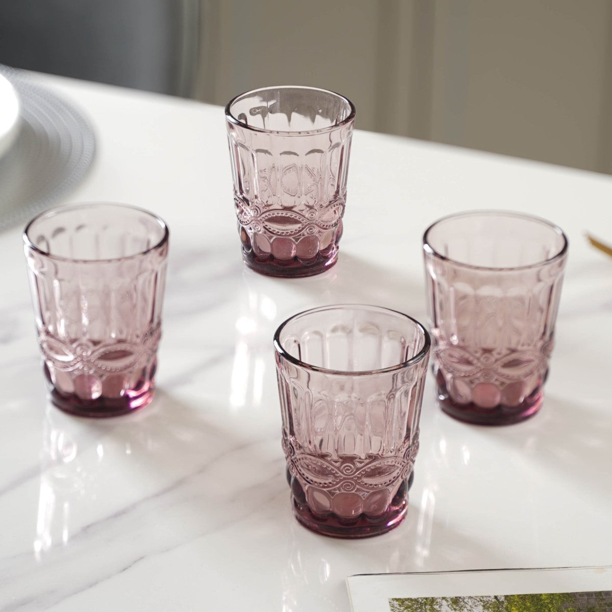 Embossed Crystal Drinkware Set of 4 Online - Premium Tumbler | Nestasia