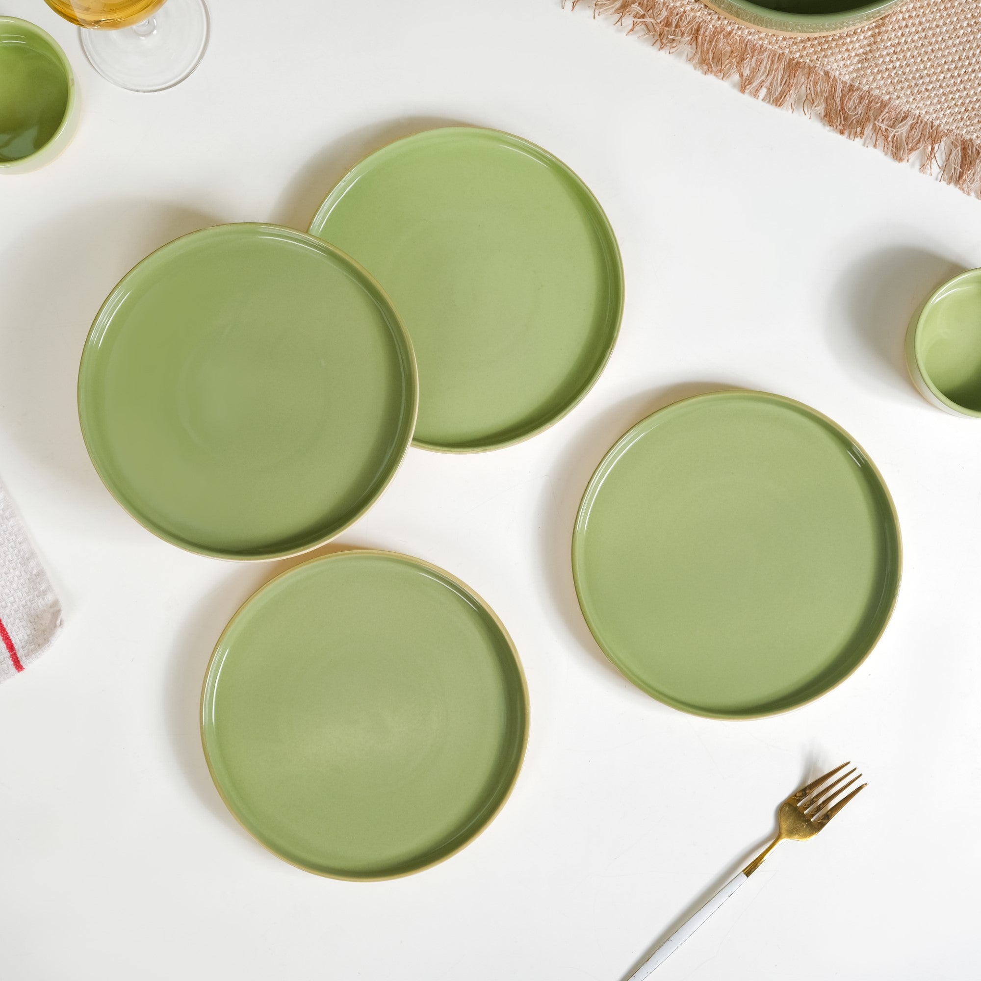 Earthy Sage Green Stoneware Snack Plates Set Of 4 8 Inch Online ...