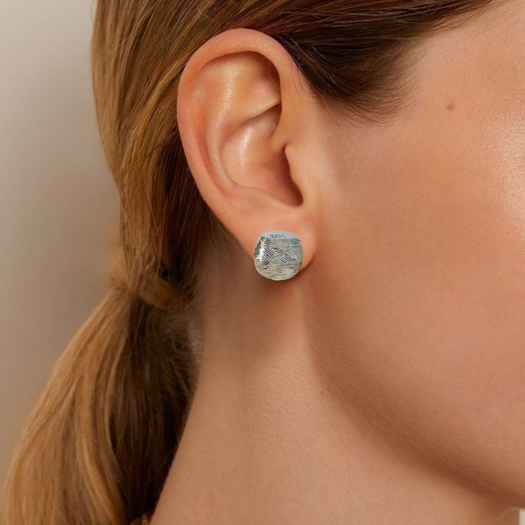 Jewellery Online - Premium Facet Edge Studs Silver | Nestasia