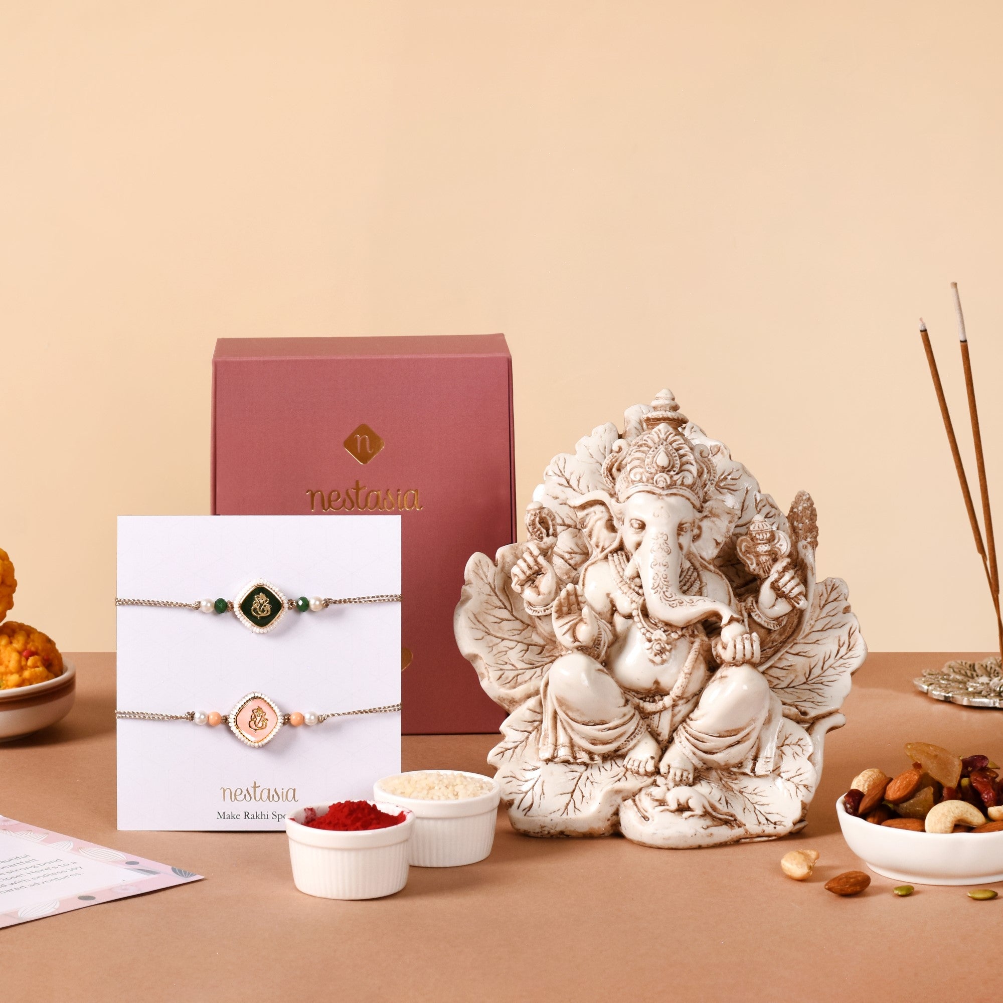 Divine Ganesh Rakhi Gift Set Online - Premium Gift Hamper | Nestasia