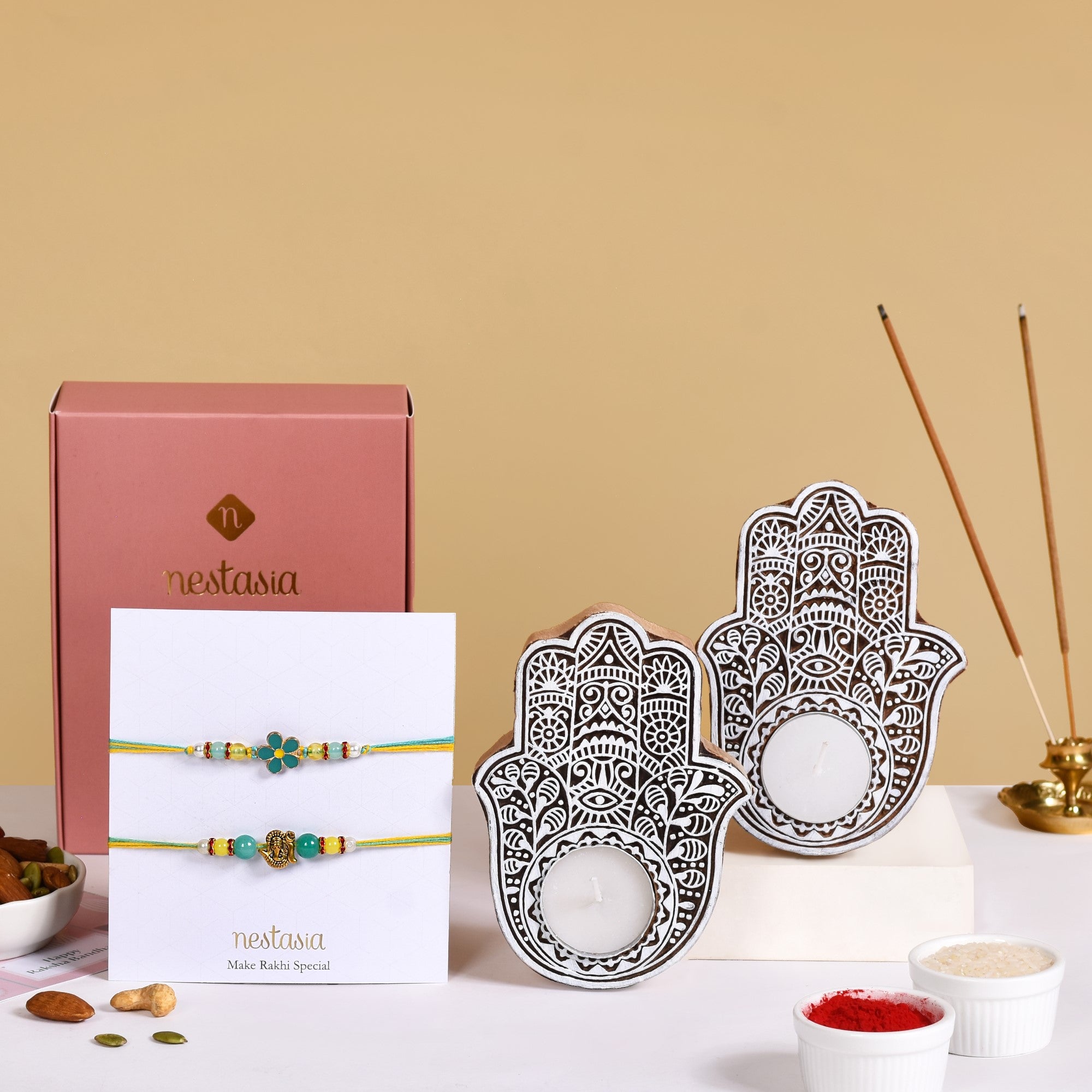 Hamsa Hand Rakhi Hamper For Brother Online - Premium Gift Hamper | Nestasia
