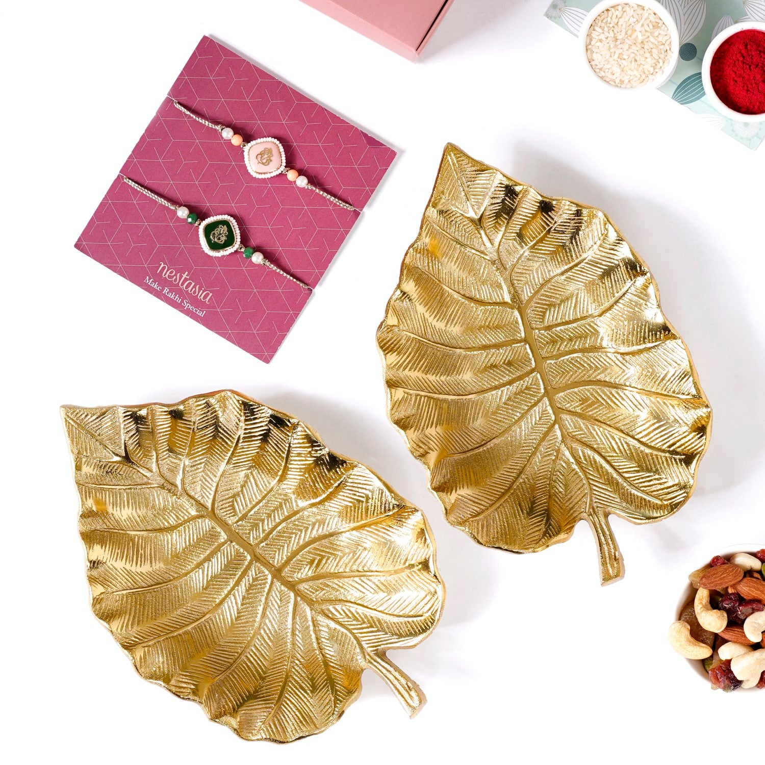 Golden Leaf Rakhi Gift Hamper For Brother Online - Premium Gift Hamper ...