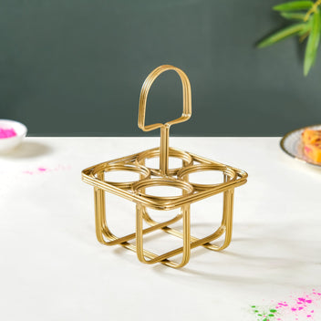 Cutting Chai Glass Set Of 4 With Gold Metal Stand Online - Premium Tea ...
