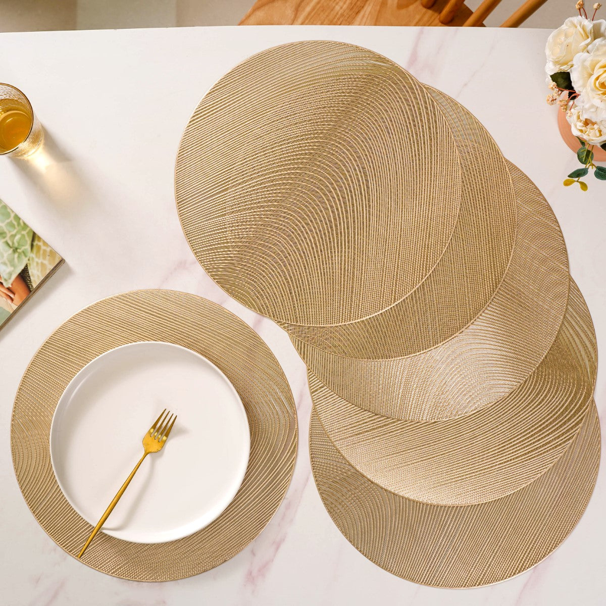 Gold Waterproof Table Mat Set Of 6 Online - Premium Table Mat | Nestasia