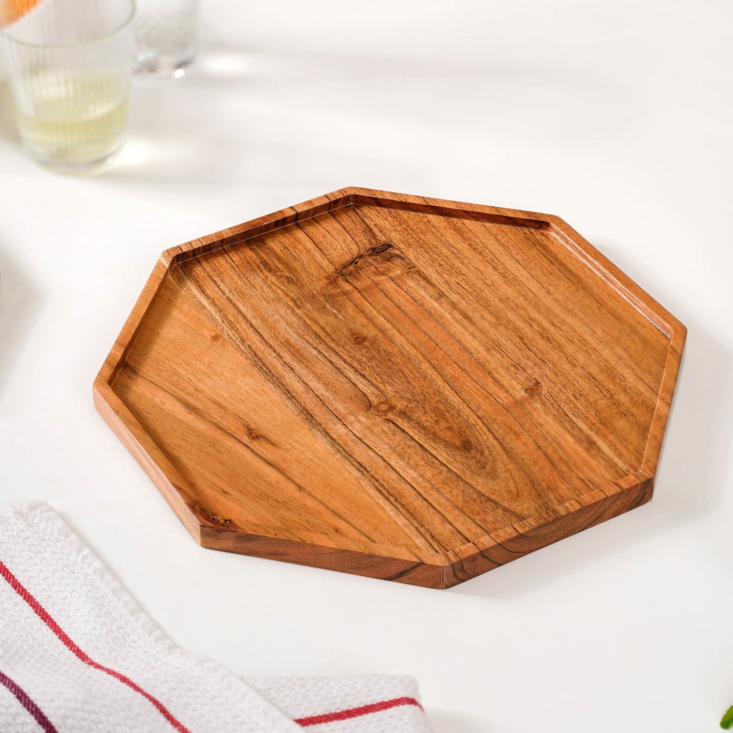 Octagon Wooden Snack Platter Large Online - Premium Platter | Nestasia