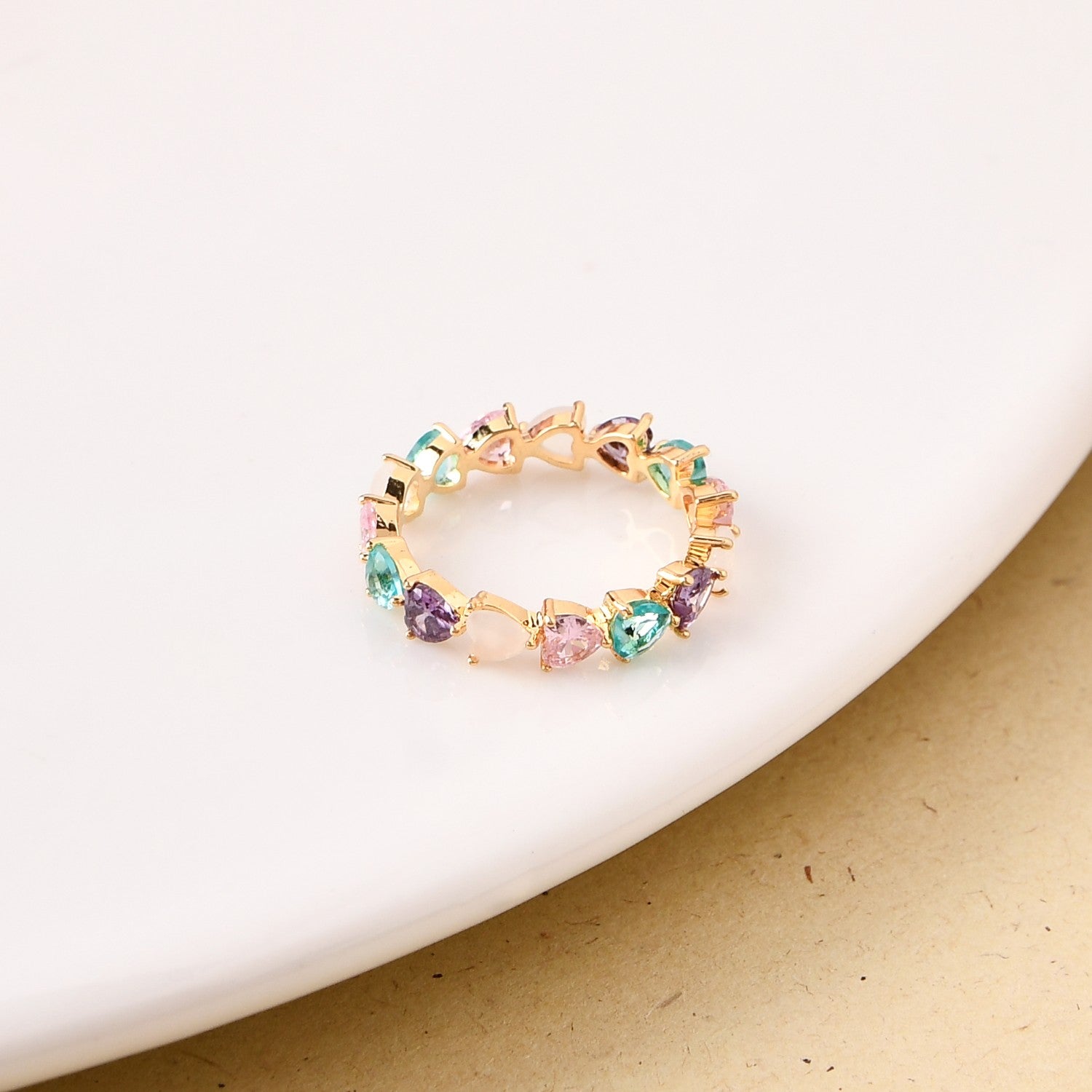 Ring Online - Premium Pastel Hues Love Gold Ring | Nestasia