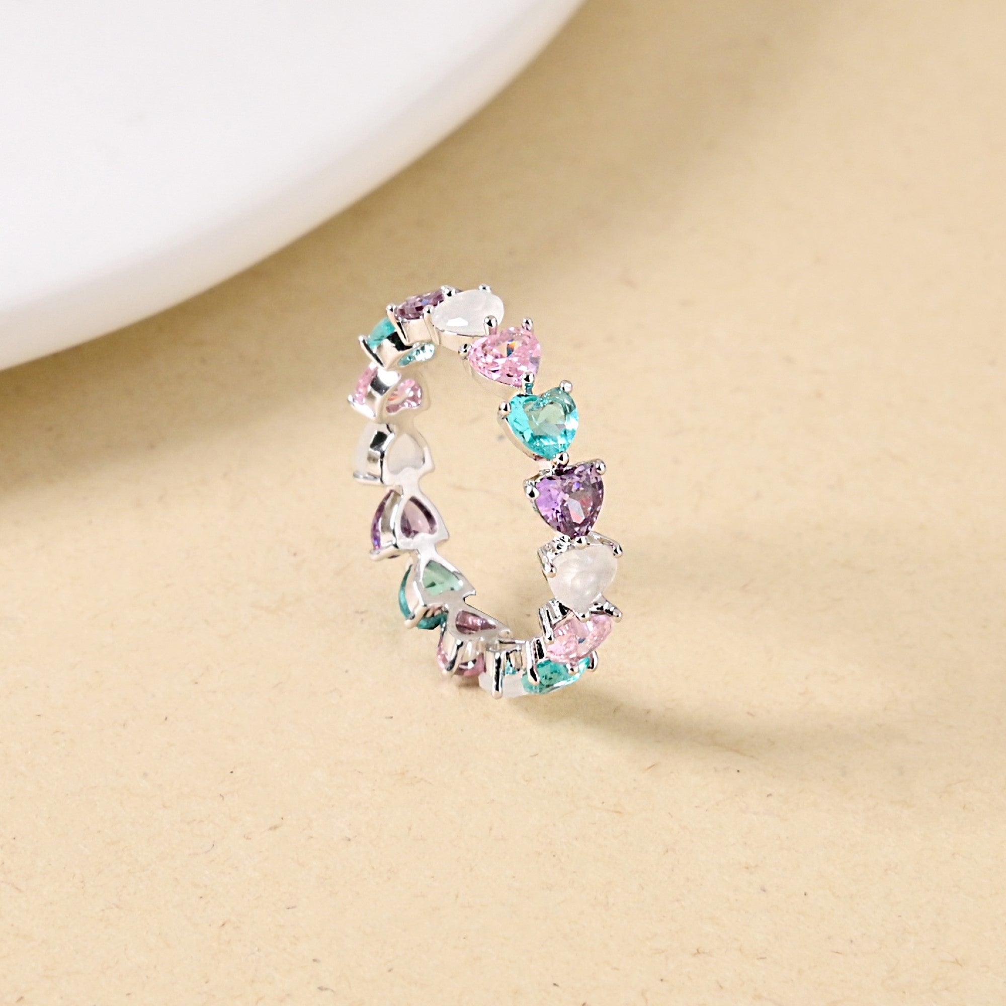 Ring Online - Premium Pastel Hues Love Silver Ring | Nestasia