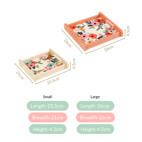 Flower Bouquet Nested Wooden Tray Set Of 2 Online Premium Tray Nestasia