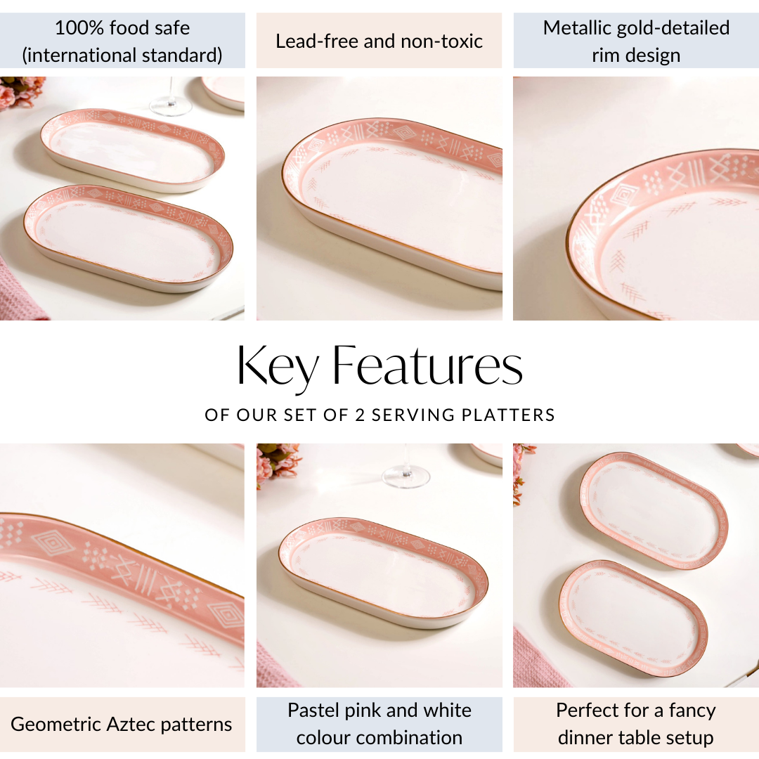 Set Of 2 Azo Pink Serving Platters 12 Inch Online - Premium Platter ...