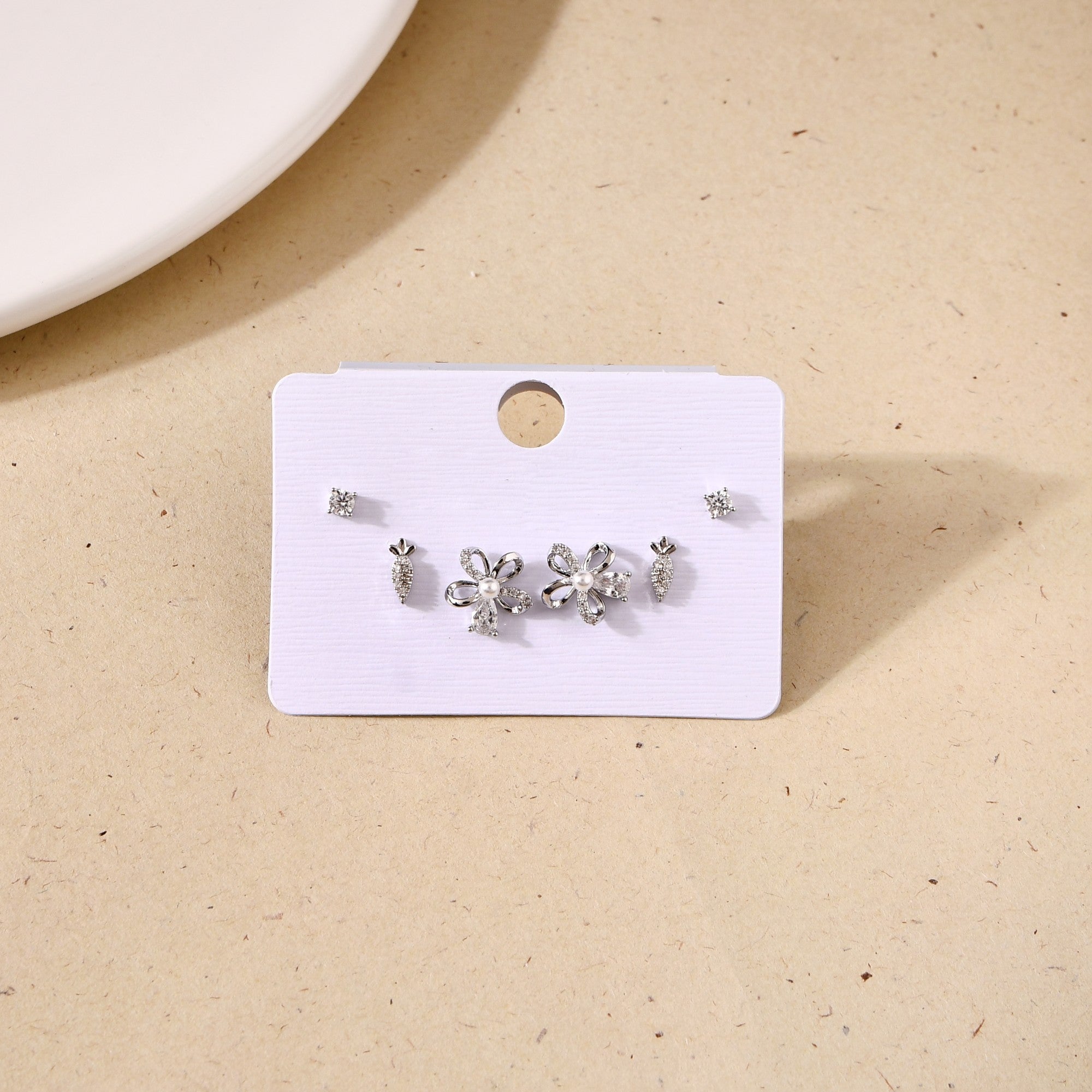 Earrings Online - Premium Playful Whimsy Silver Stud Earrings Set Of 3 ...