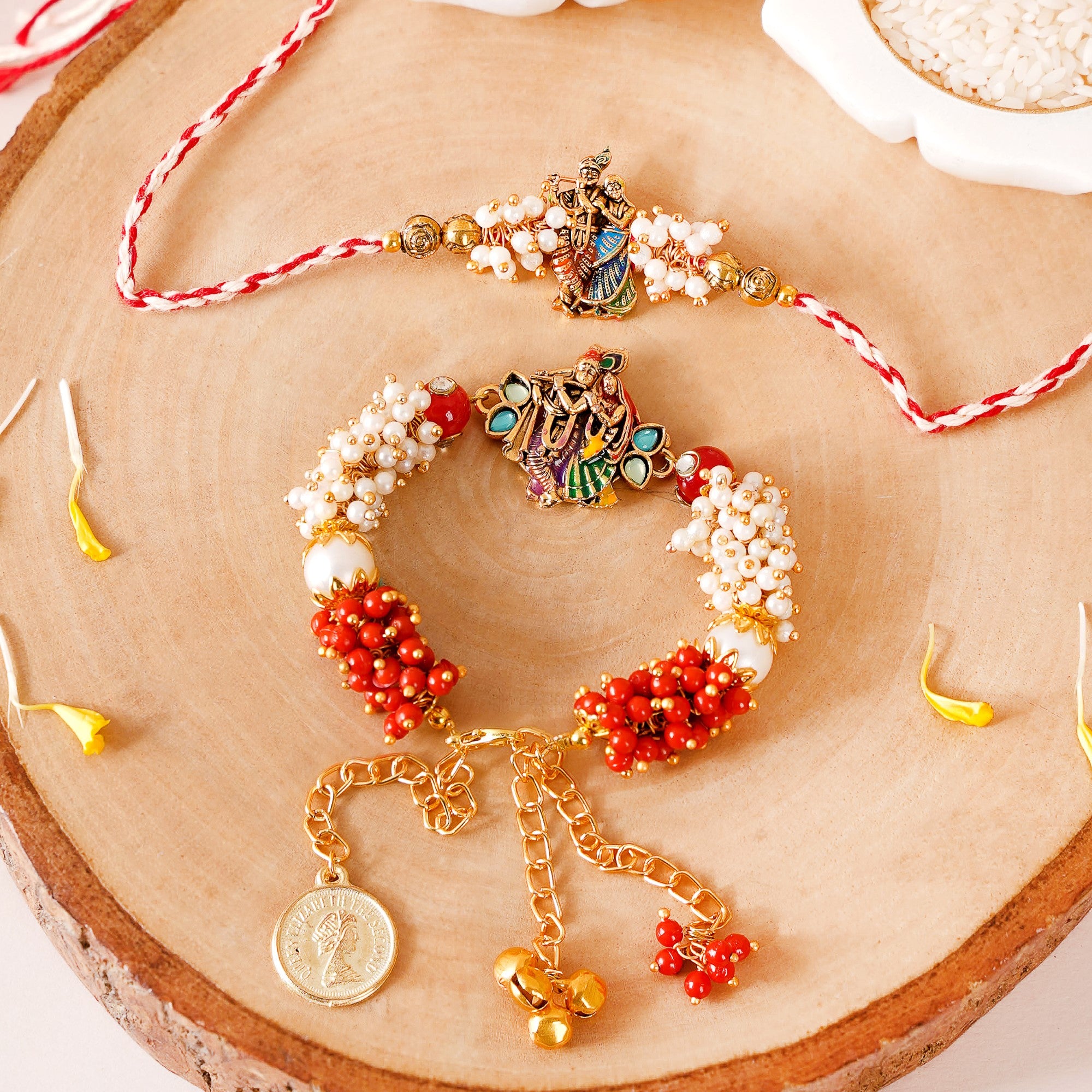 Radha Krishna Rakhi Gift Set For Bhaiya Bhabhi Online - Premium Gift ...