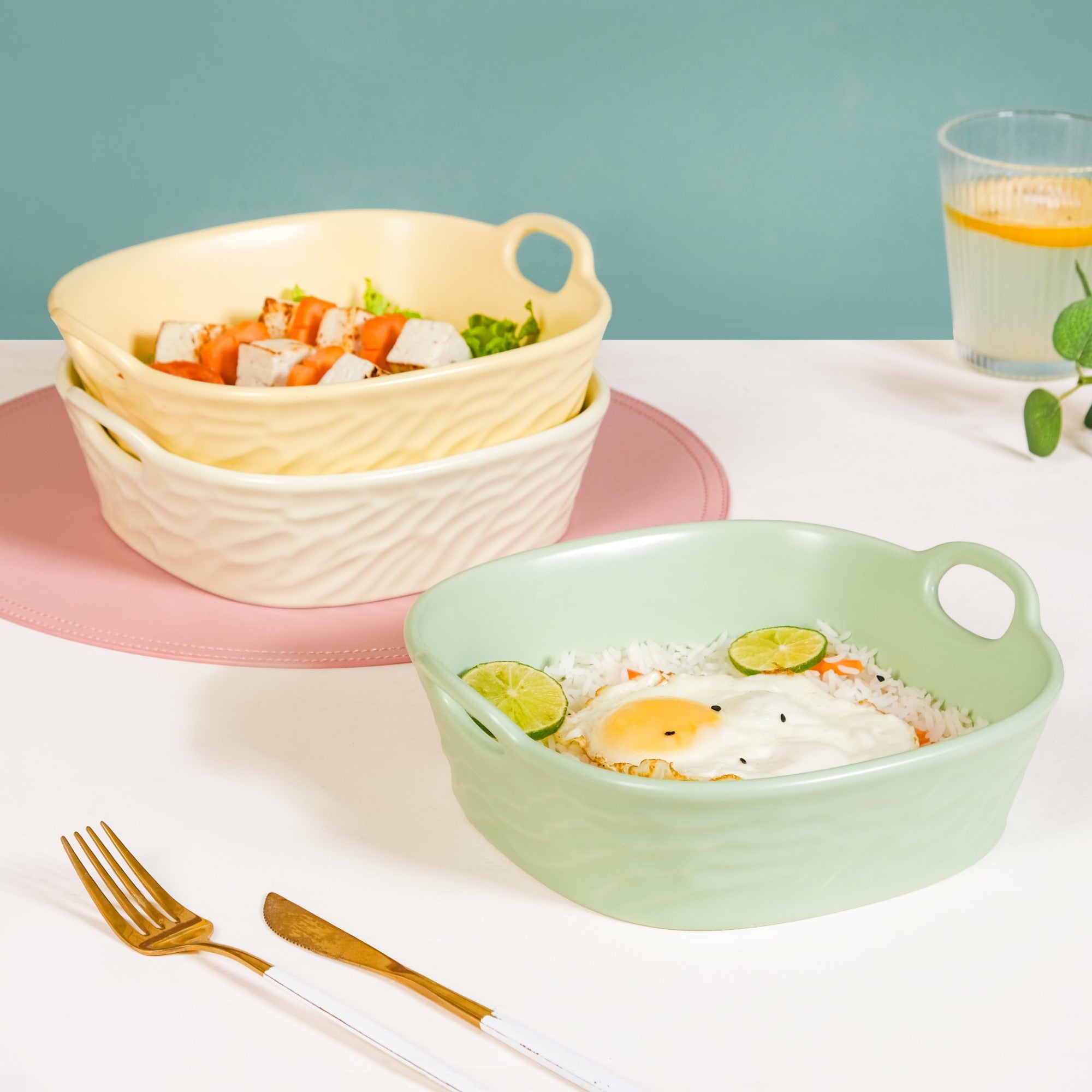 Pastel Baking Serving Bowl With Handle Yellow 800 ml Online - Premium ...