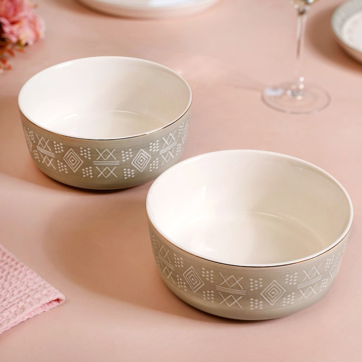 Set Of 2 Azo Serving Bowls Grey 1140ml Online - Premium Serving Bowl ...