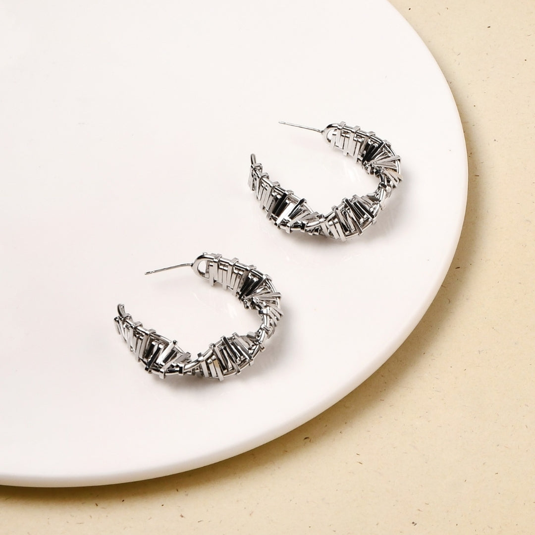 Jewellery Online - Premium Shift J Hoops Silver | Nestasia