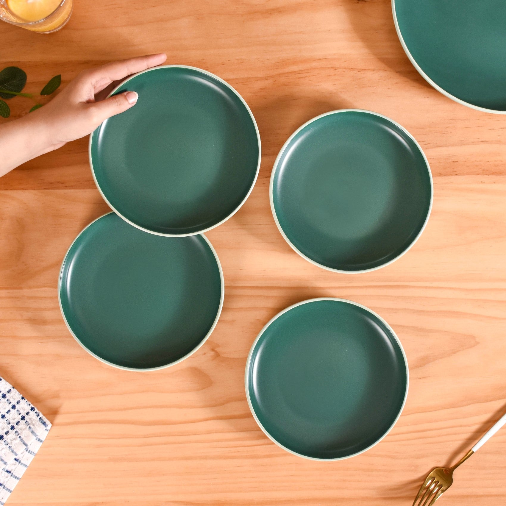 Zoella Ceramic Side Plates Set Of 4 Green 7 Inch Online - Premium Snack ...
