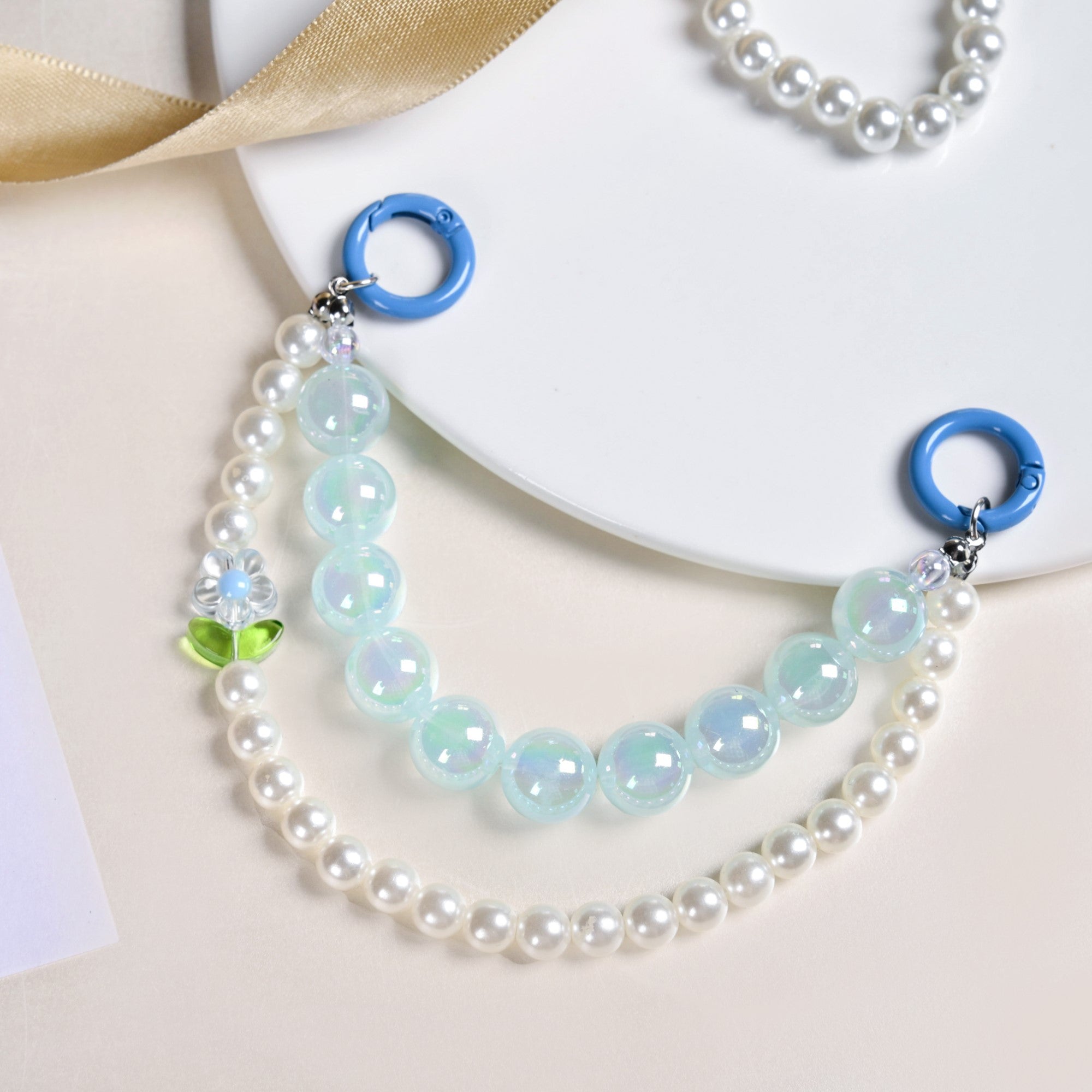 Sky Pearl Harmony Beaded Keychain Online - Premium Keychain | Nestasia