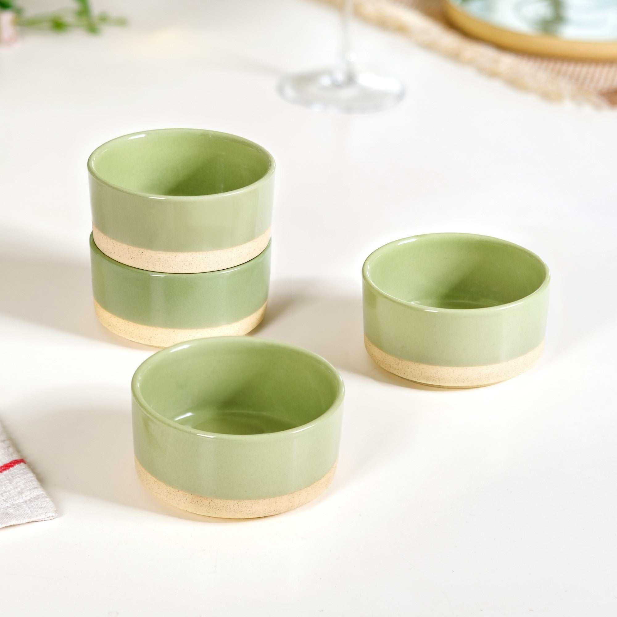 Earthy Sage Green Stoneware Small Bowls Set Of 2 150ml Online - Premium ...