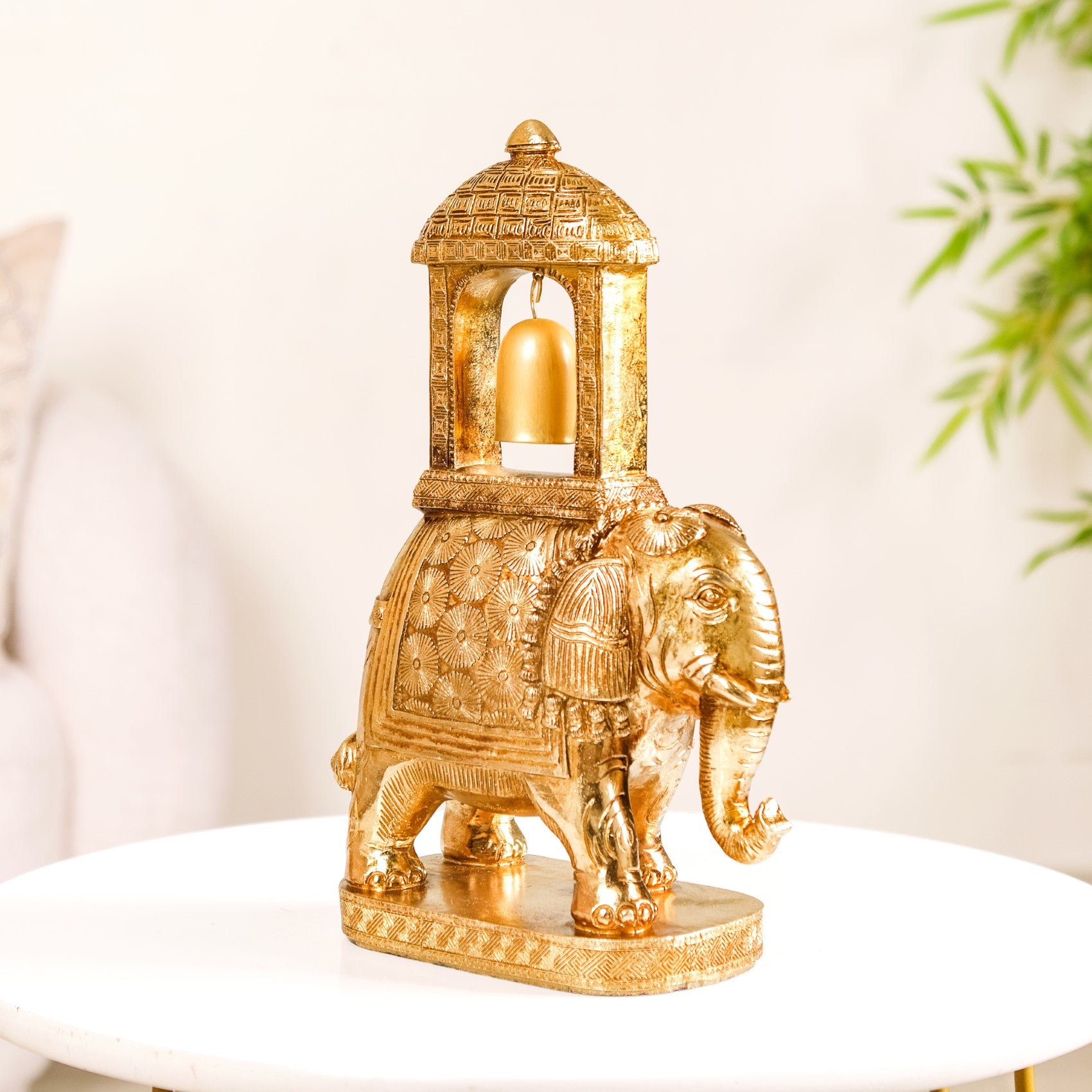 Elephant Ambabari With Bell Showpiece Gold Online - Premium Decor ...
