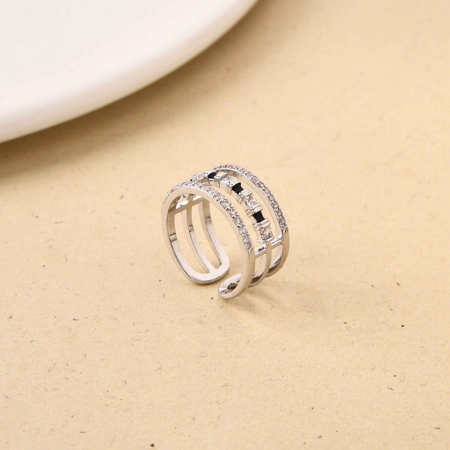 Ring Online - Premium Trio Delight Silver Ring | Nestasia