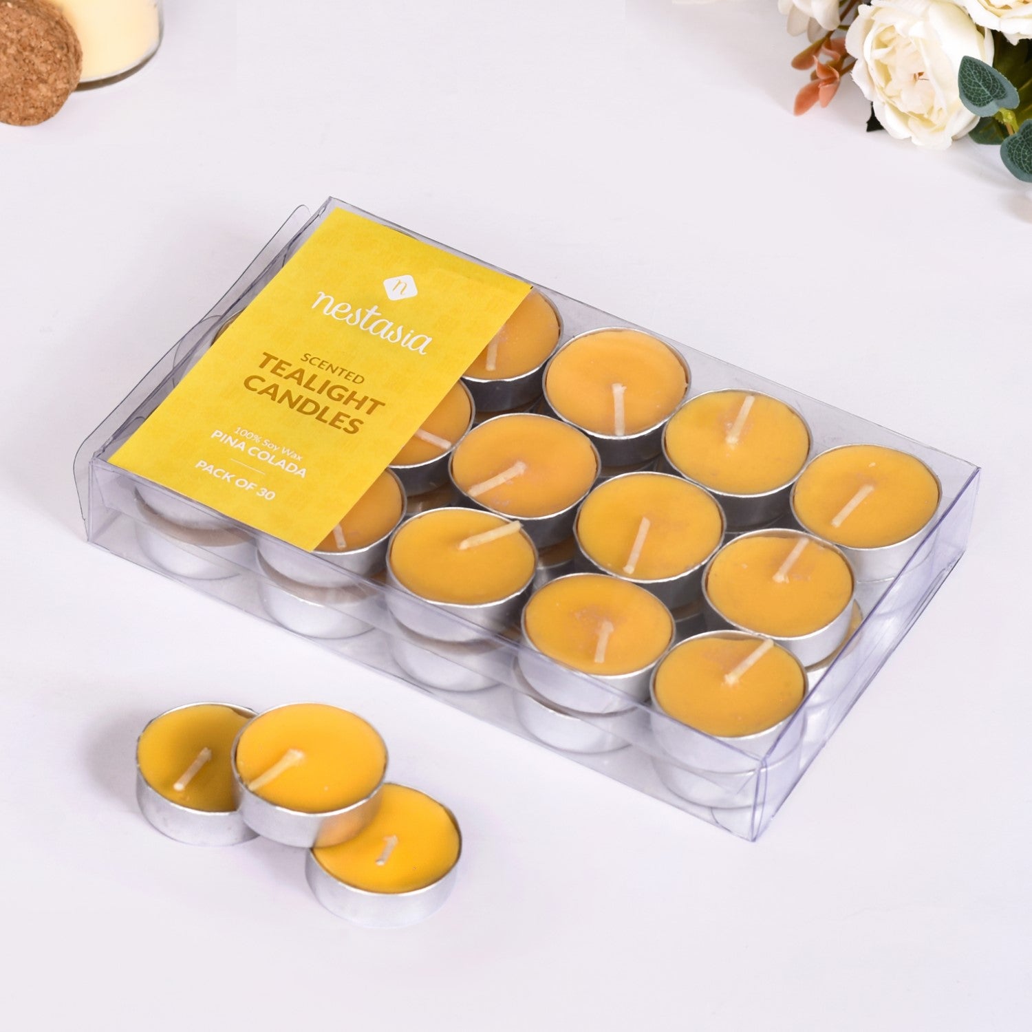 Set Of 30 Pina Colada Fragrant Tealight Candles Online - Premium Candle ...