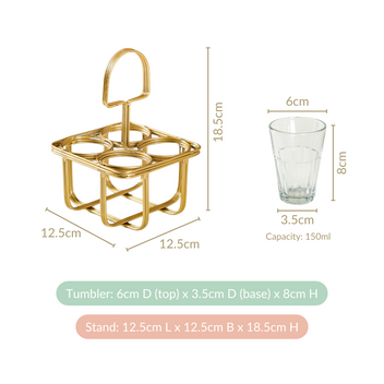 Cutting Chai Glass Set Of 4 With Gold Metal Stand Online - Premium Tea ...
