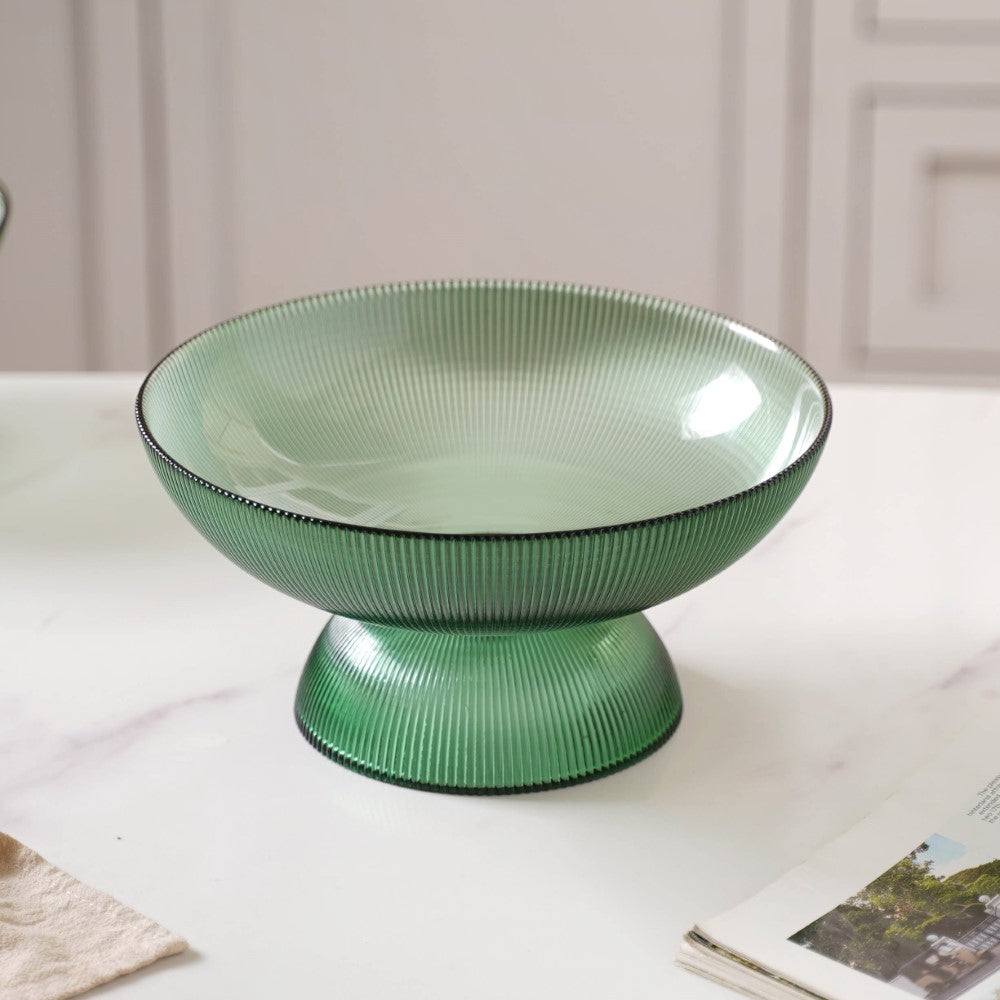 Ribbed Emerald Fruit Bowl Large Online - Premium Serving Bowl | Nestasia