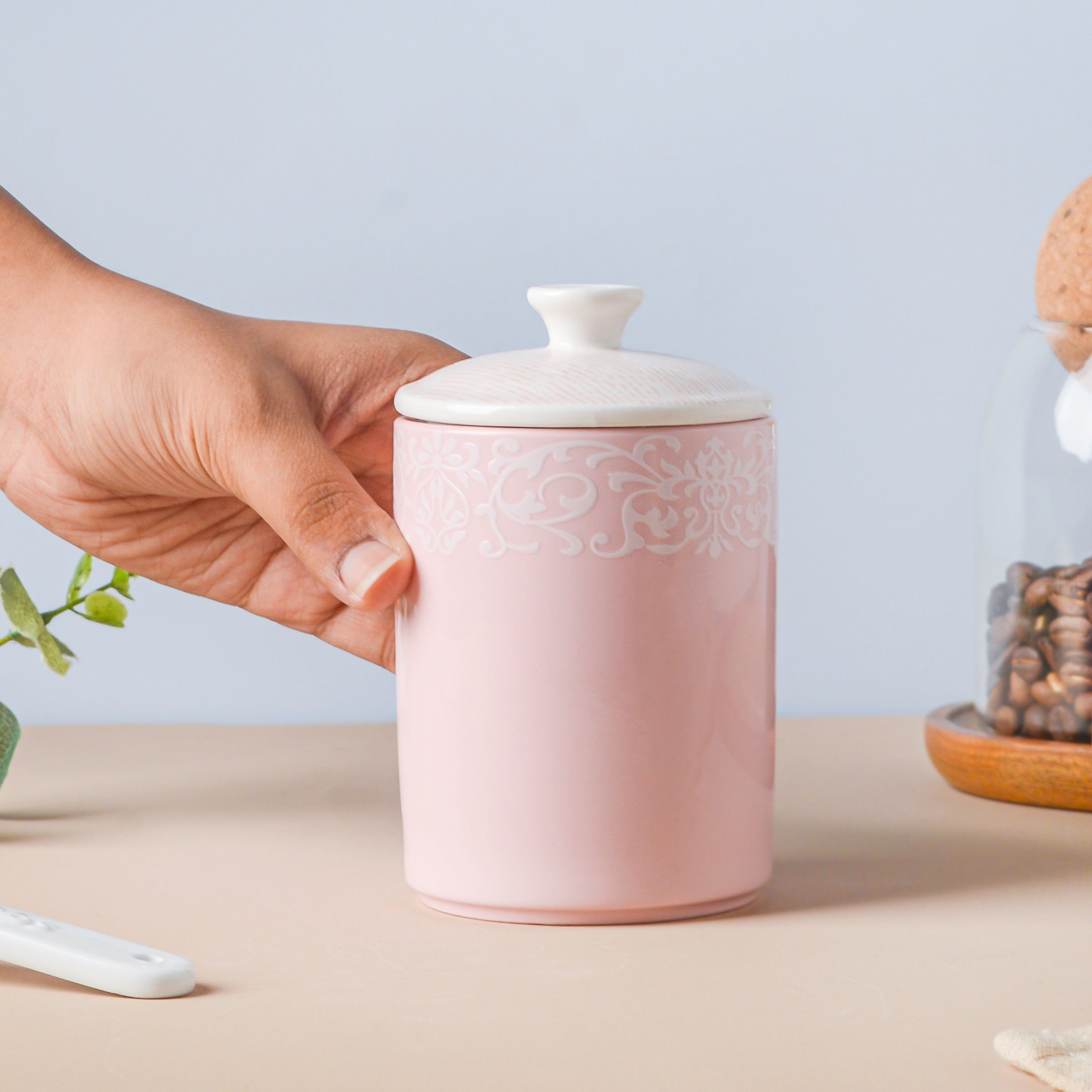 Riona Floral Ceramic Canister Pink