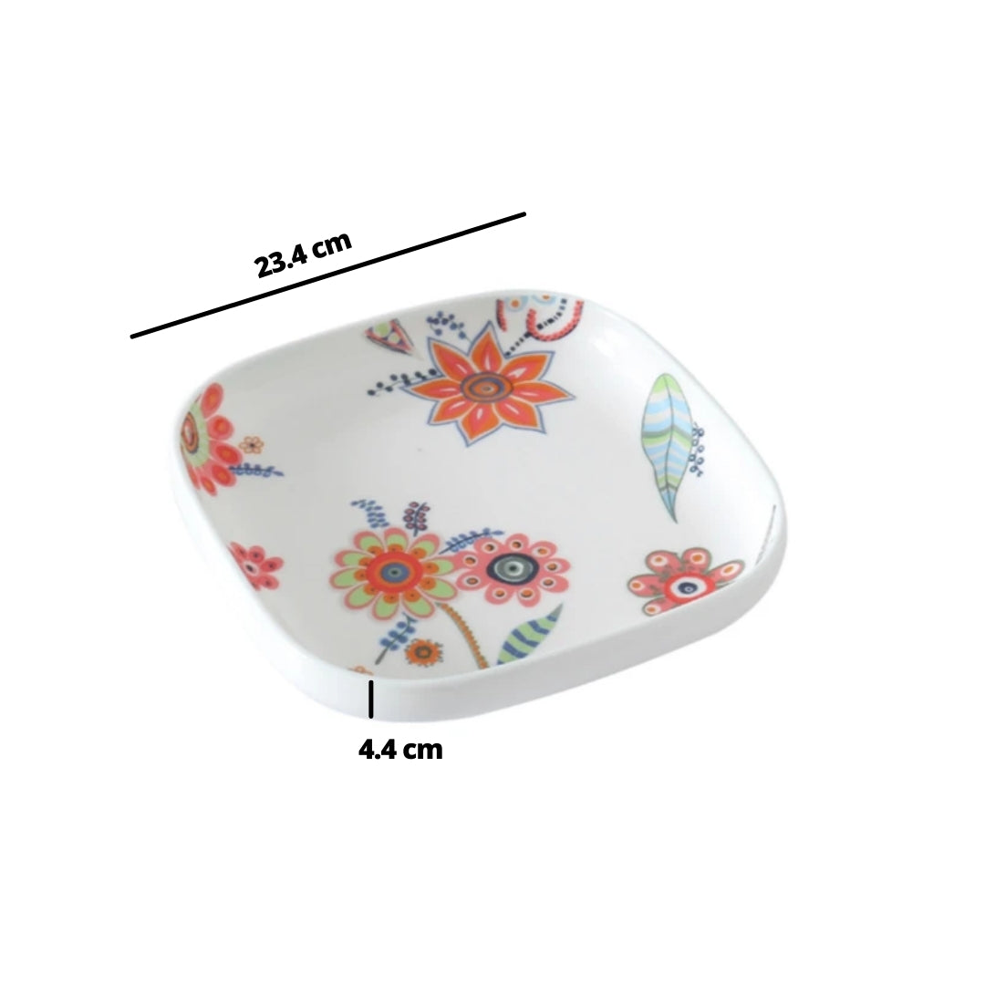 Square Deep Plate Floral Online - Premium Pasta Plate | Nestasia