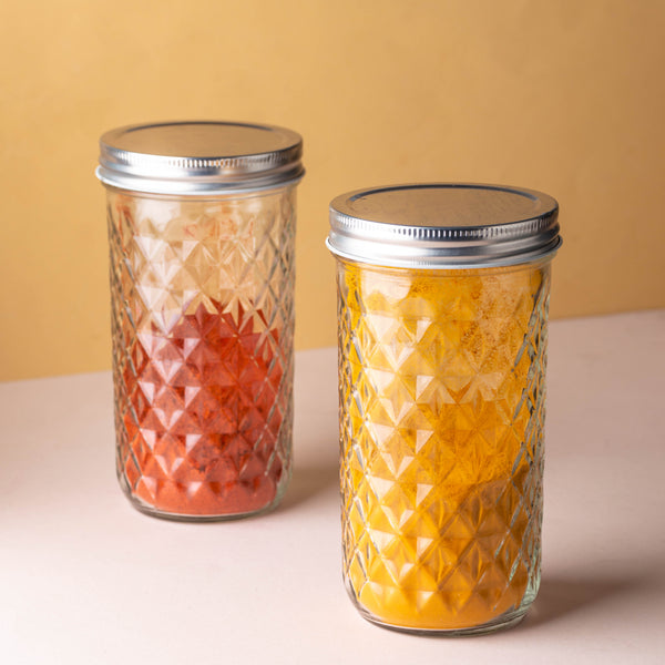 Textured Mason Jar Large Set of 4