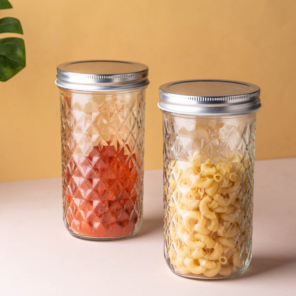Textured Mason Jar Large Set of 4