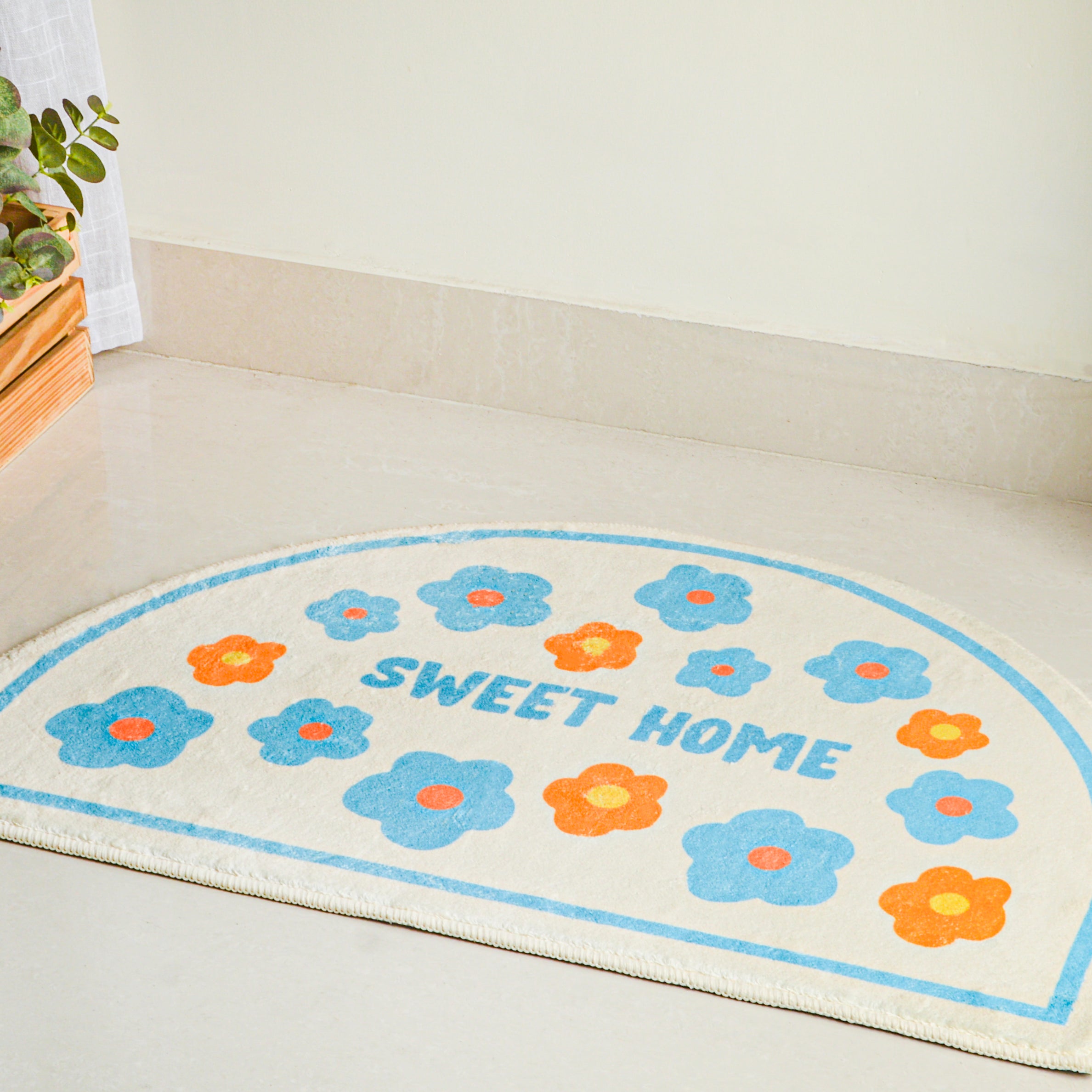 Small Flowers Semicircle Rug Online - Premium Floor Mat | Nestasia