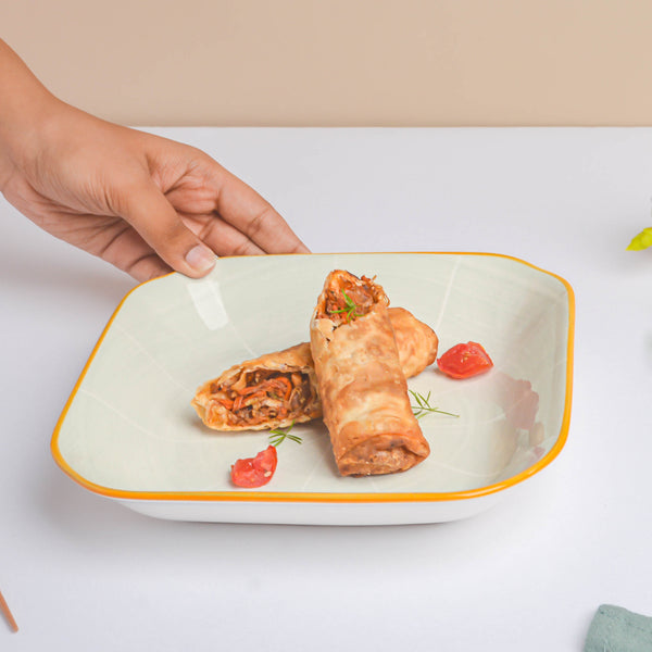 Willow Light Grey Square Ceramic Deep Dish