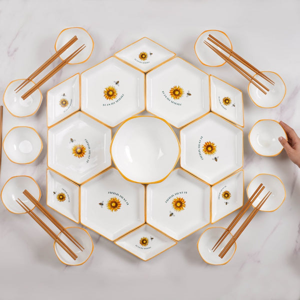 Hexagon Snack Set For 6