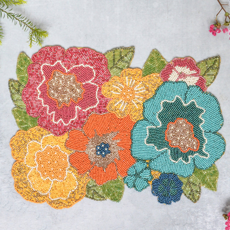 Beads Flower Mat Online - Premium Table Mat | Nestasia