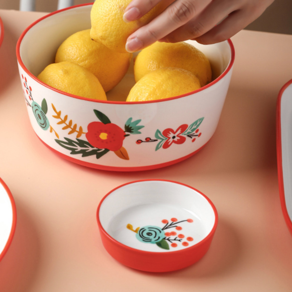 Bloom Dessert Plate Red Online - Premium Small Plate | Nestasia