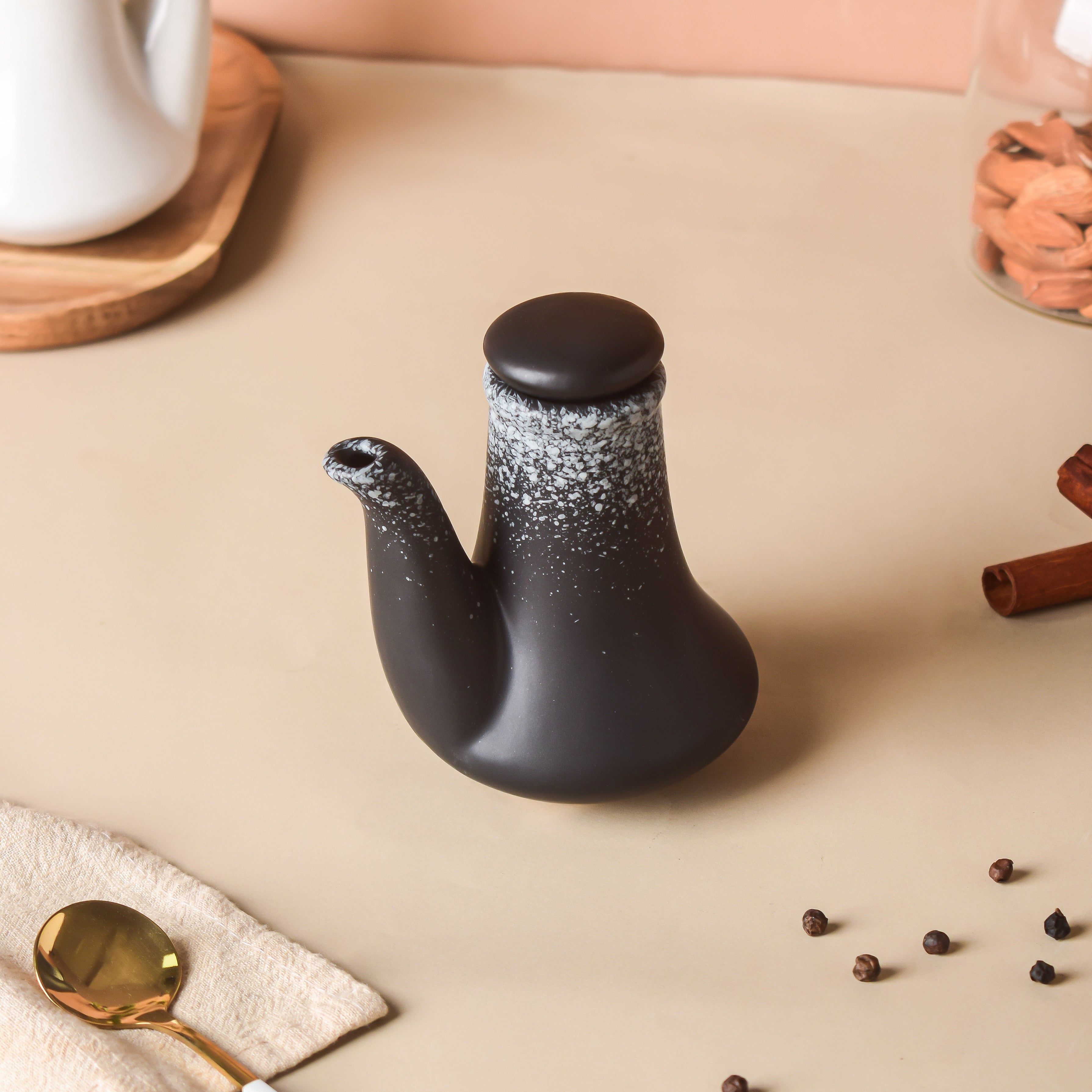 Galaxy Stone Pottery Soy Pot Black 150ml