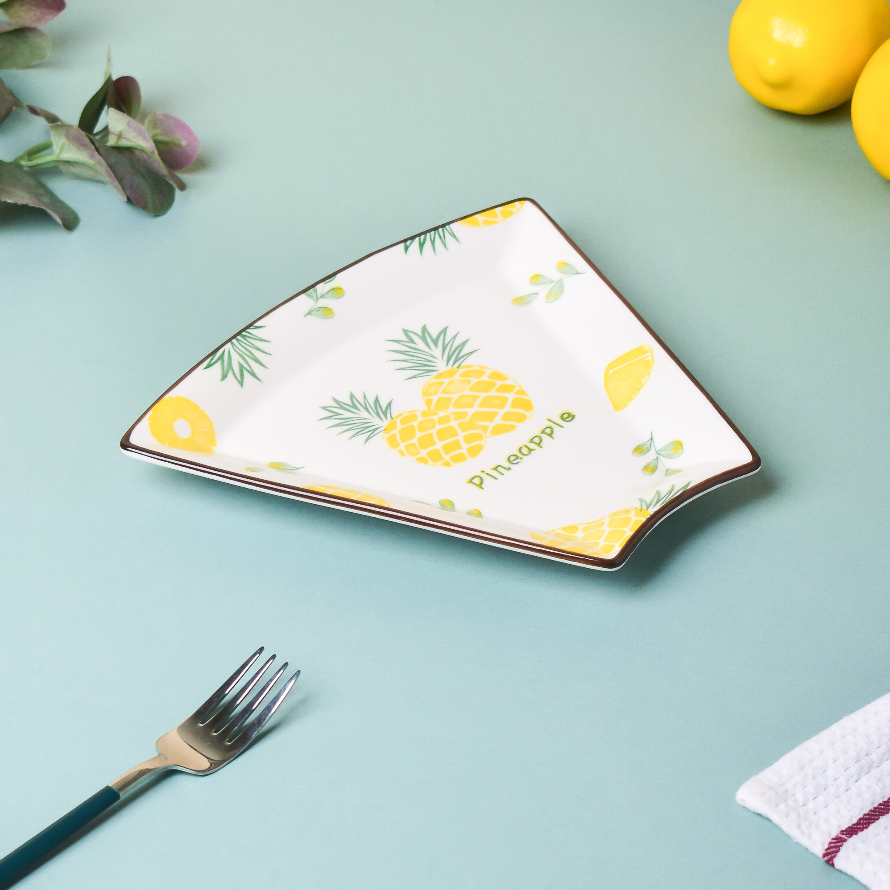 Pineapple Ceramic Snack Plate 8 Inch