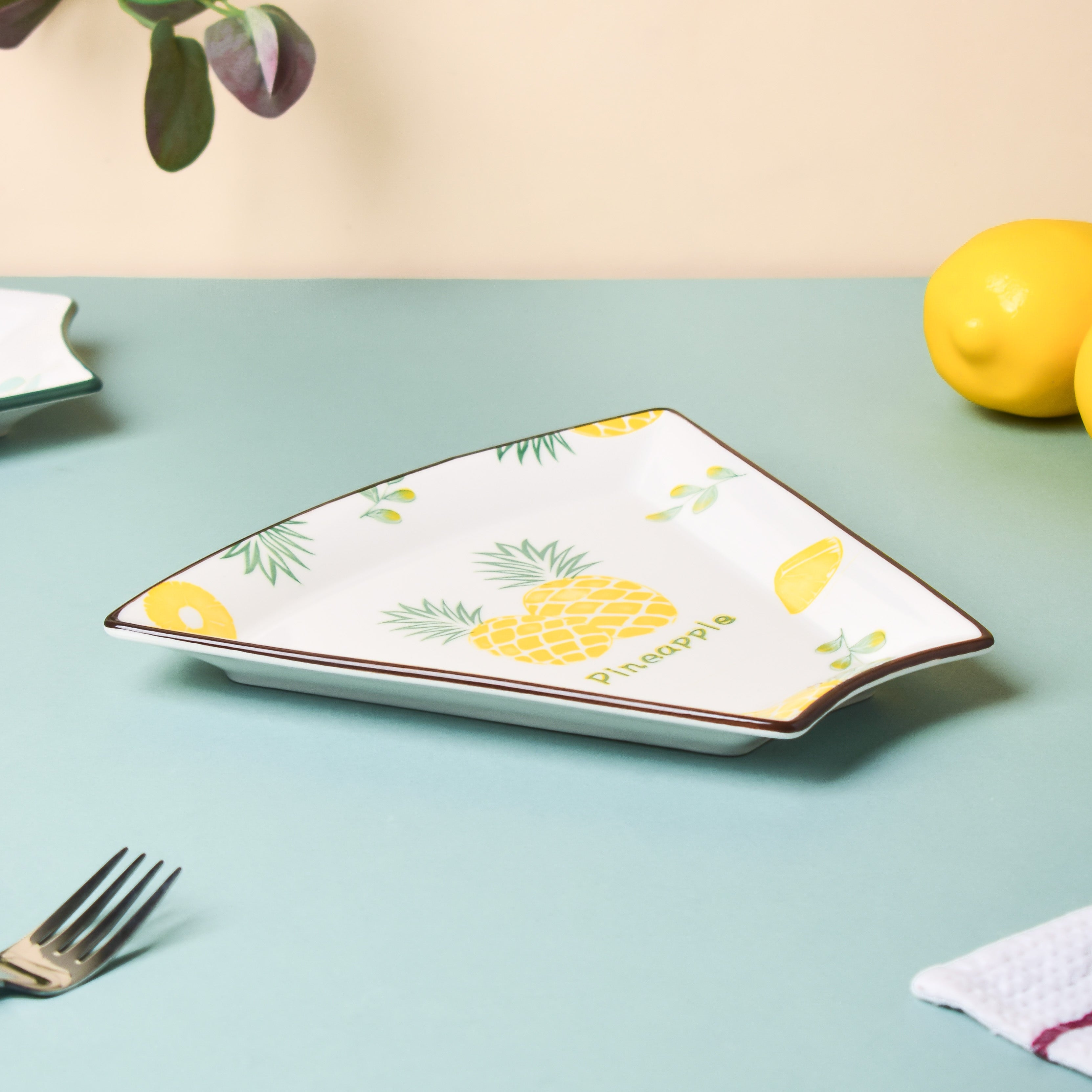 Pineapple Ceramic Snack Plate 8 Inch