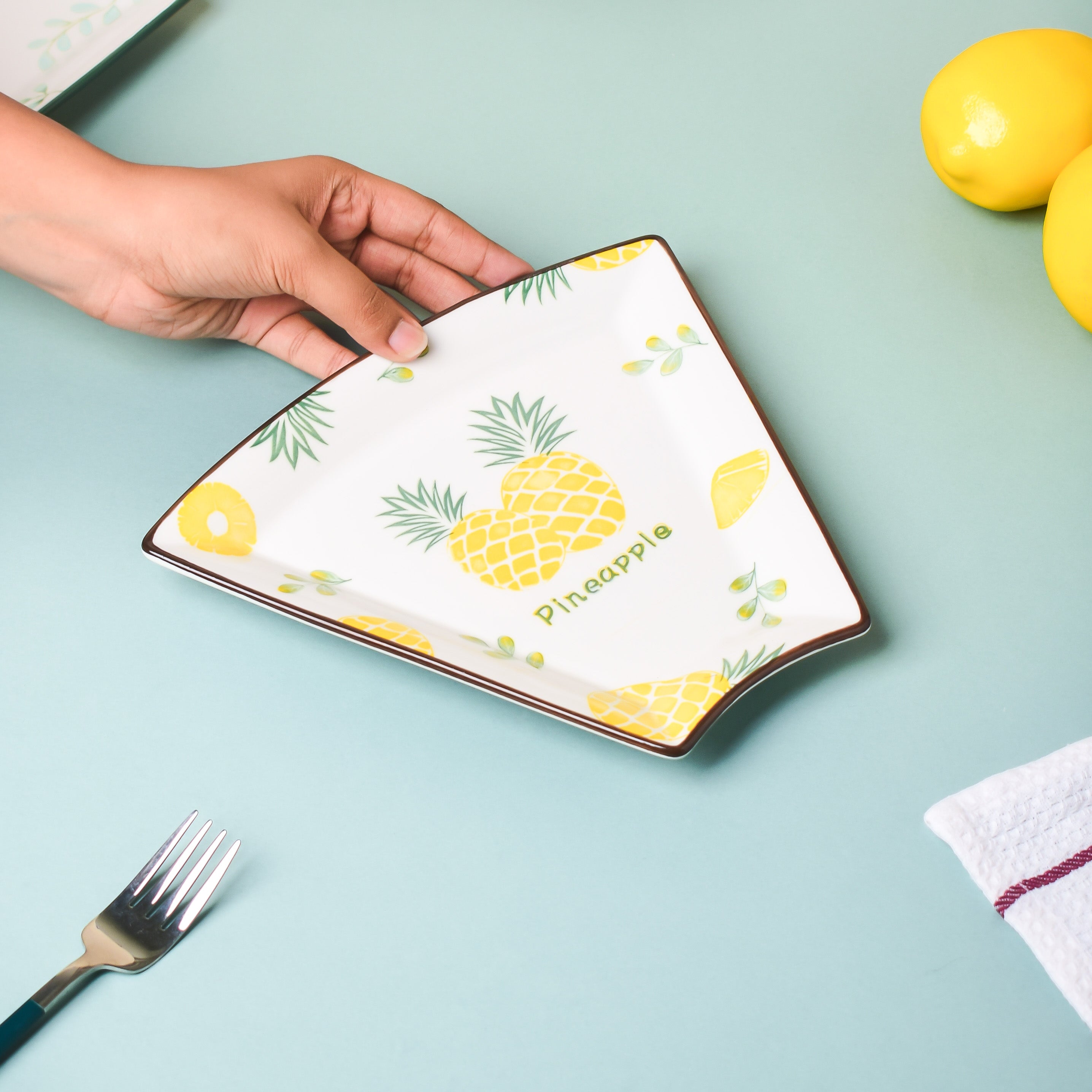 Pineapple Ceramic Snack Plate 8 Inch