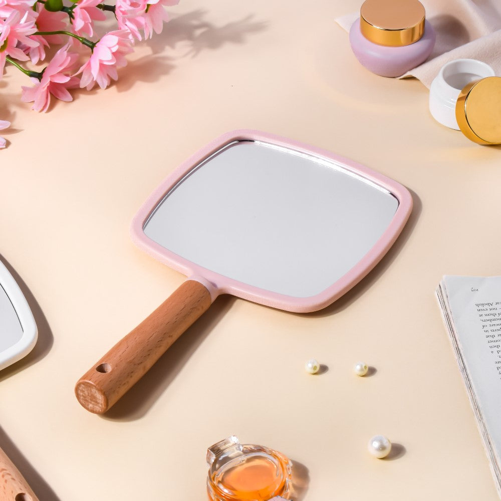 Sleek Square Handheld Mirror Pink